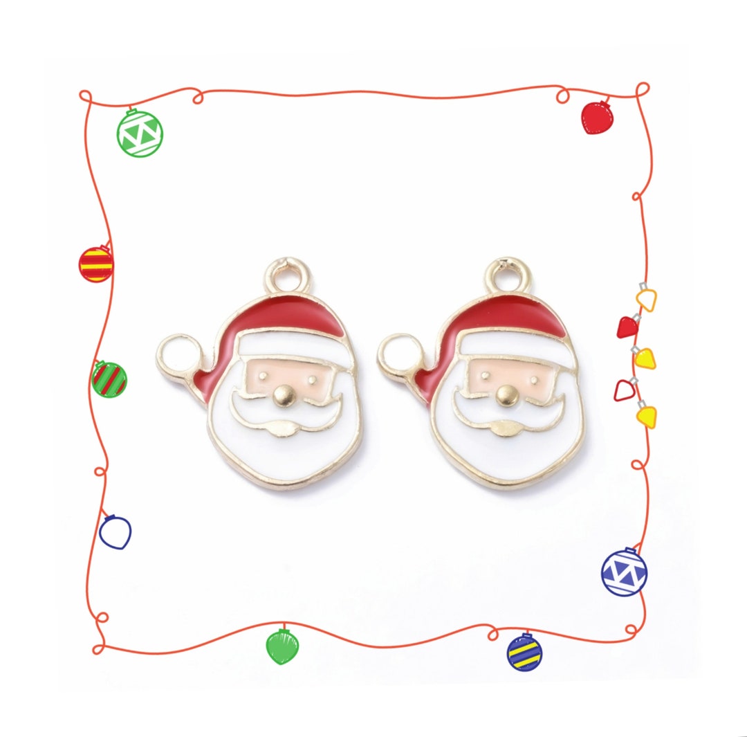 6 Mini Santa Claus Charms Little Smiling Enamel Santa Charms Enamel ...