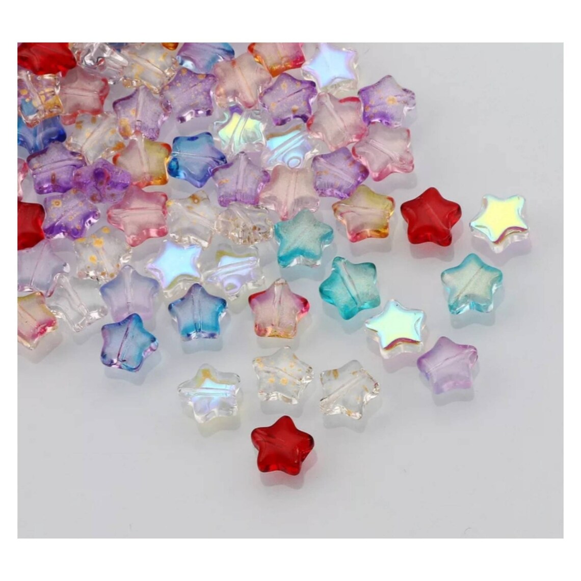 Glass Star Beads Assorted Colors Pressed Glass Star Spacer | Etsy