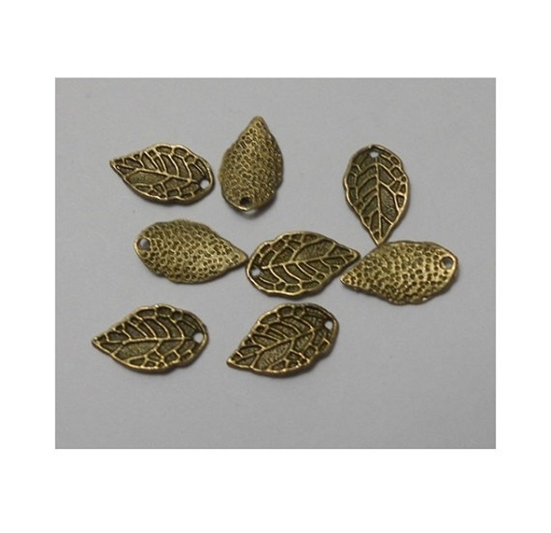 20 Small Bronze Curved Leaf Charms 16x9 Mm Fall Leaves Foliage Charm ...