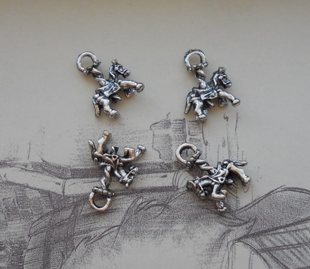 6 CAROUSEL HORSE Charms Merry Go Round Very Small Atq Silver or Bronze ...