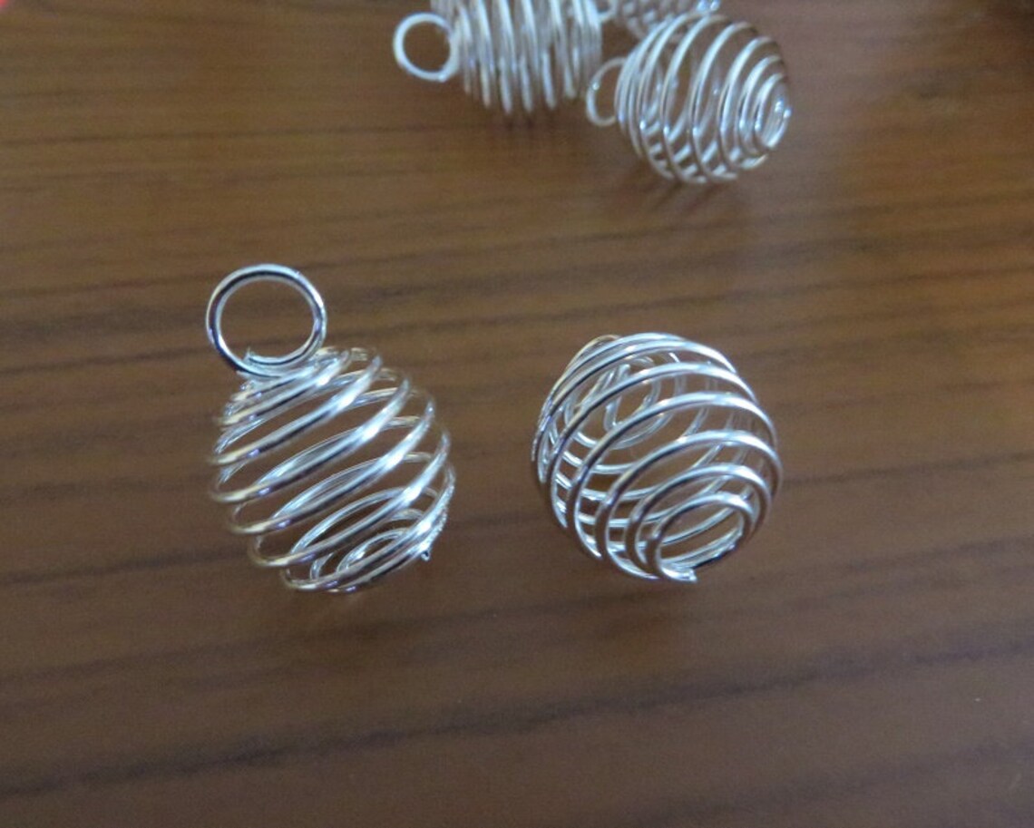 10 Bead Cages Silver Plated Wire Wraps Great for Small | Etsy