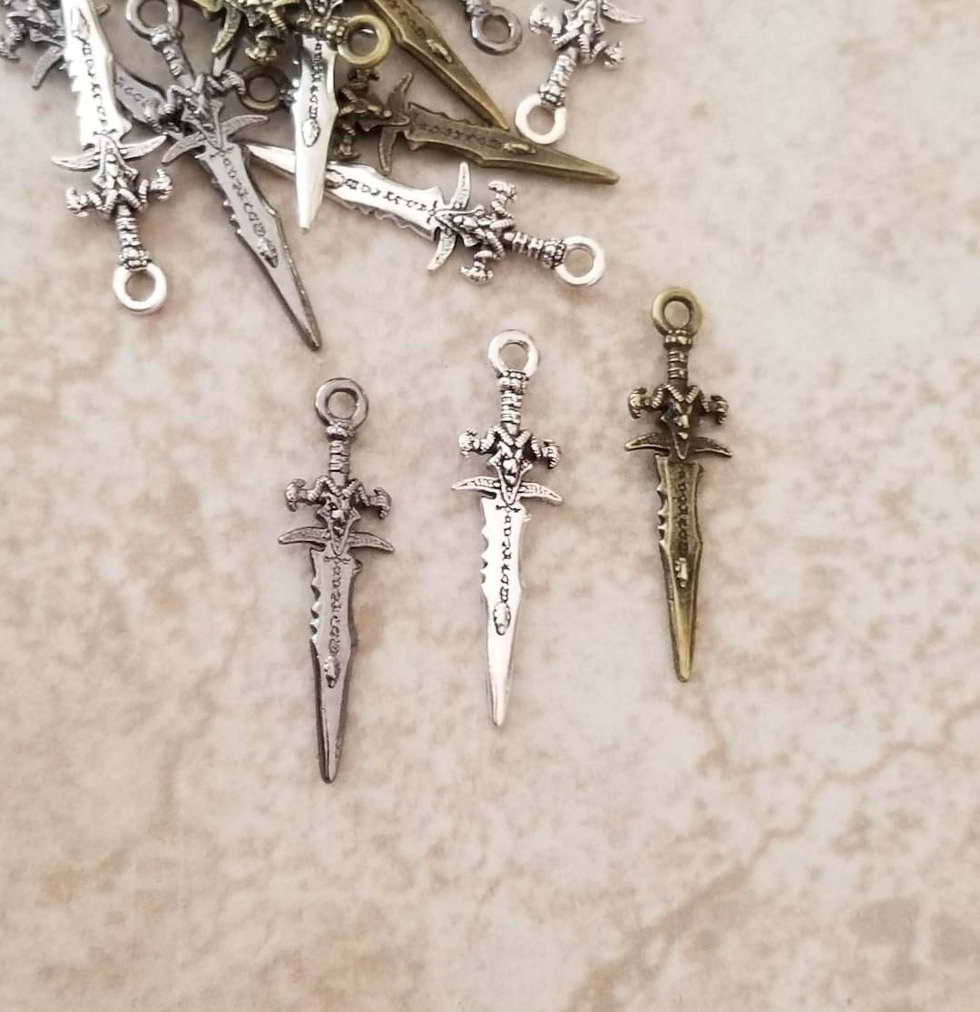 Sword Charms Sword Pendants Double Sided Weapon Charms Gun Black Bronze ...