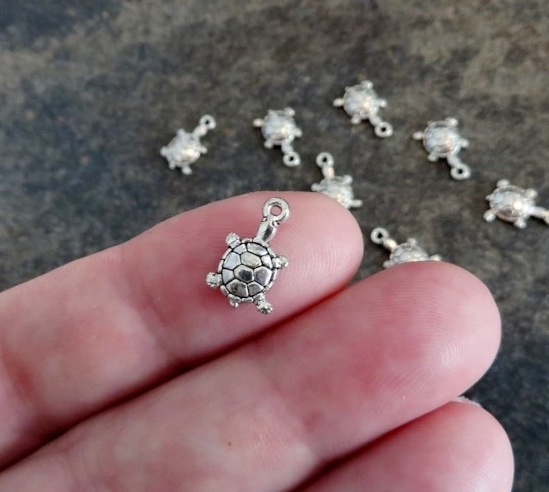 12 Tiny Turtle Charms Little Bitty Turtles Cute Boho Charms Mini Spirit ...