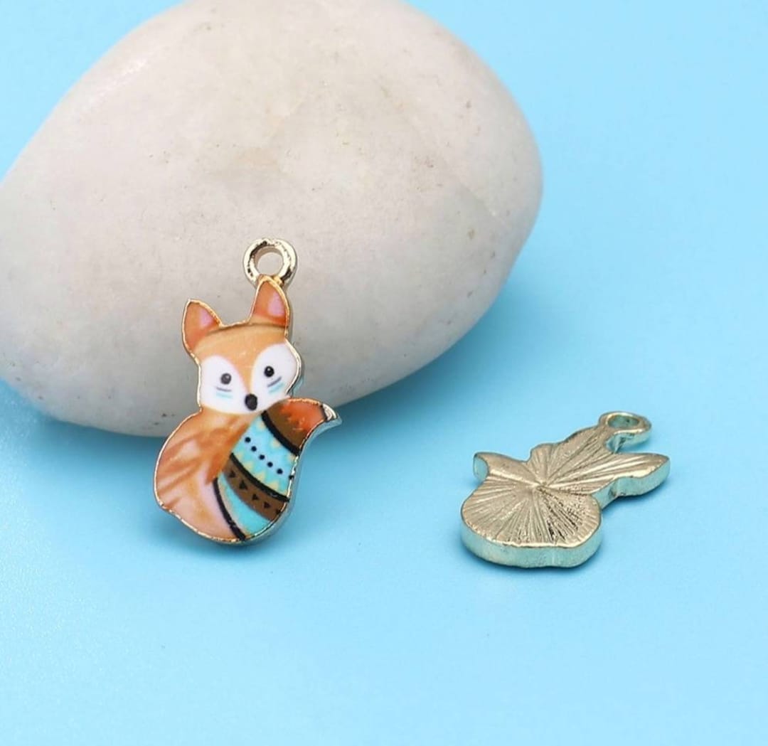 6 Mini Enamel Fox Charms Darling Little Colorful Fox Charms Wildlife ...