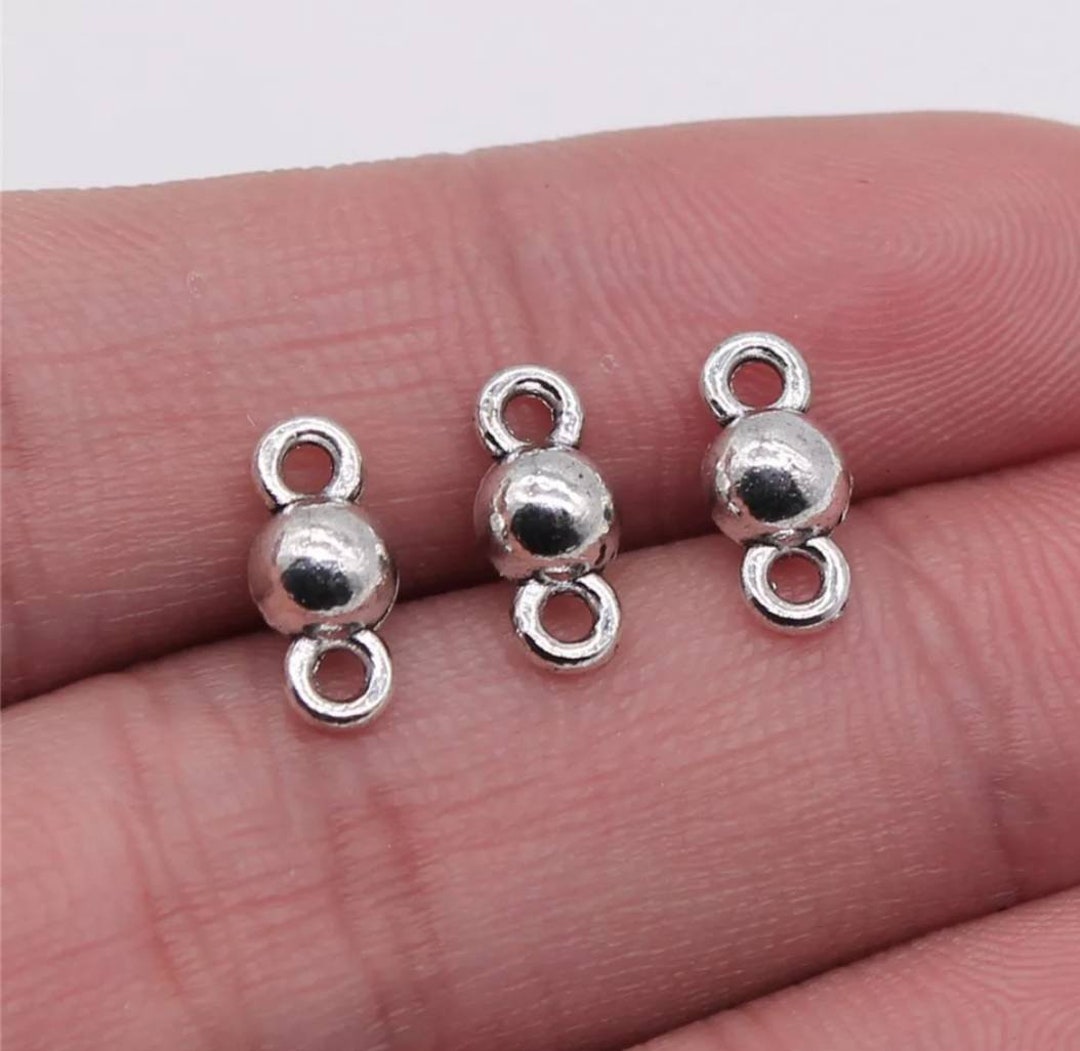 Ball Connectors Little 2 Loop Ball Beads 3 Sizes Findings Charm Holders ...