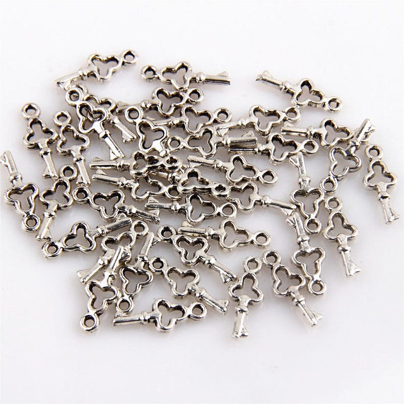 Tiny Key Charms Antique Silver Mini Keys Charm Embellishment - Etsy
