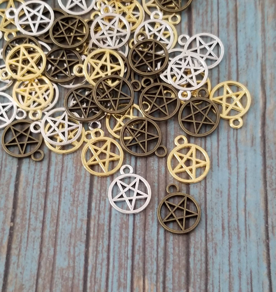 Small Pentacle Charms Little Pentagram Charms Silver Bronze or Gold ...