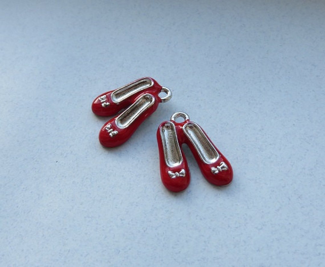 2 Red Slipper Charms There's No Place Like Home Ruby Slipper Charms Red ...
