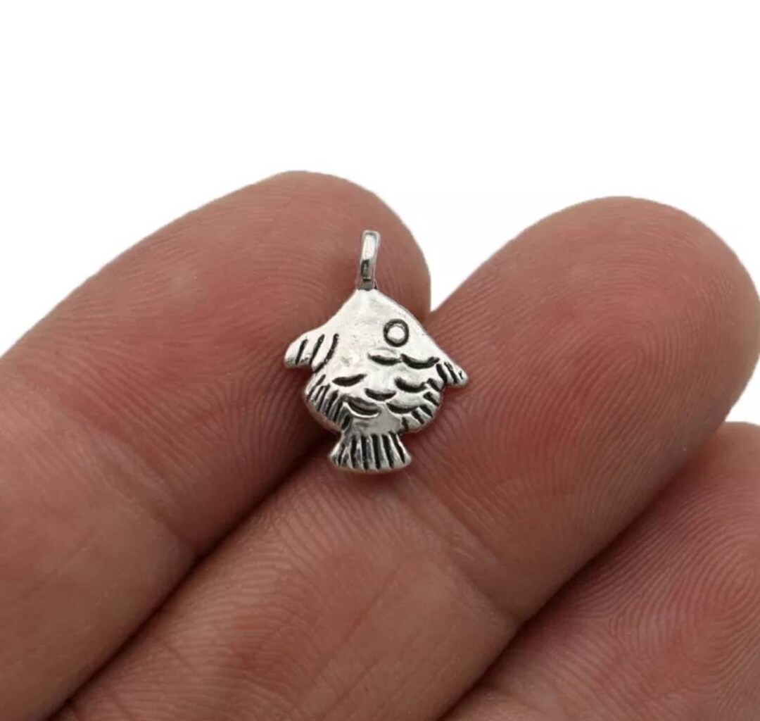 10 Darling Little Fish Charms Beach Charms Double Sided Design Fishing ...