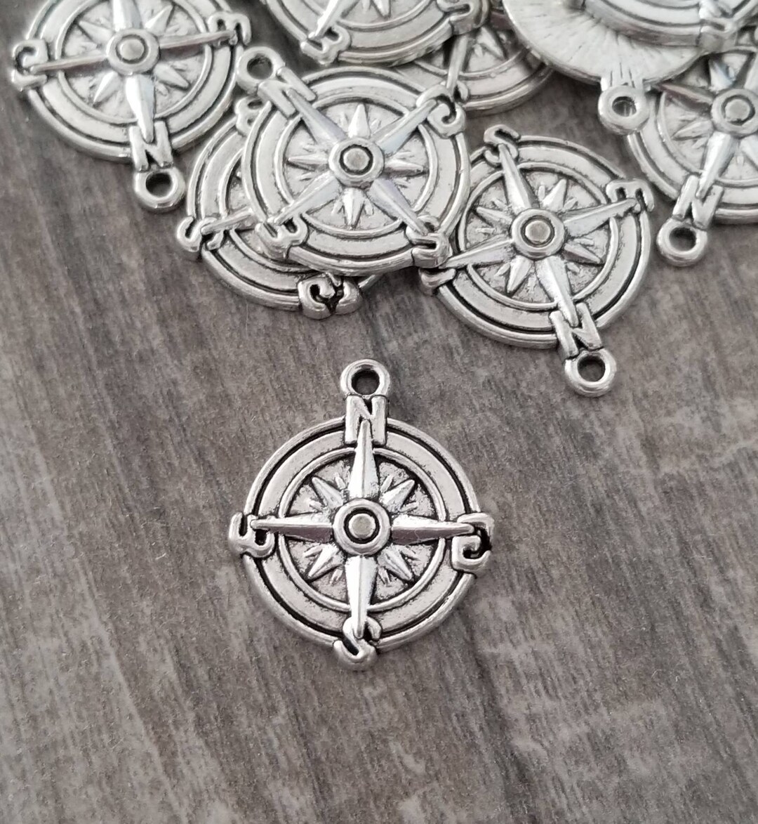 Compass Charms Antique Silver Compass Charms Navigation Charms North ...