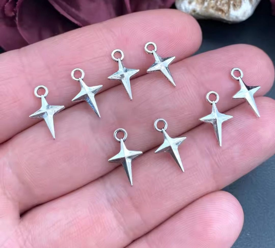 10 Tiny Star Charms Shining Stars Mini Star Charms Silver or Gold ...