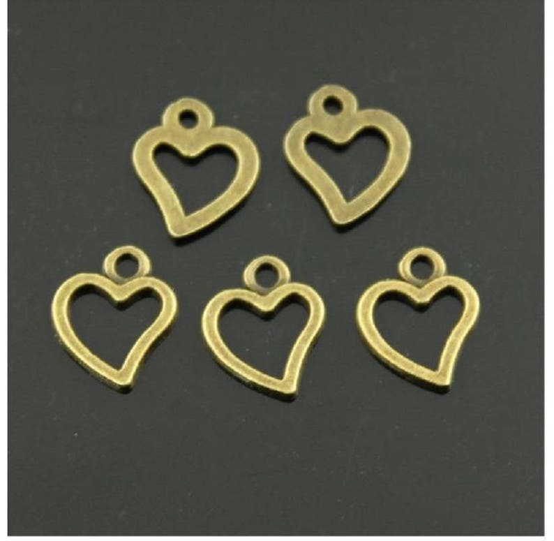 24 Very Tiny Open Heart Charms Valentine Mini Hearts Embellishments ...