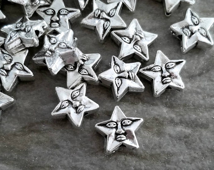 Star Man Beads Star Spacer Beads With Face Star Beads Fantasy Beads ...