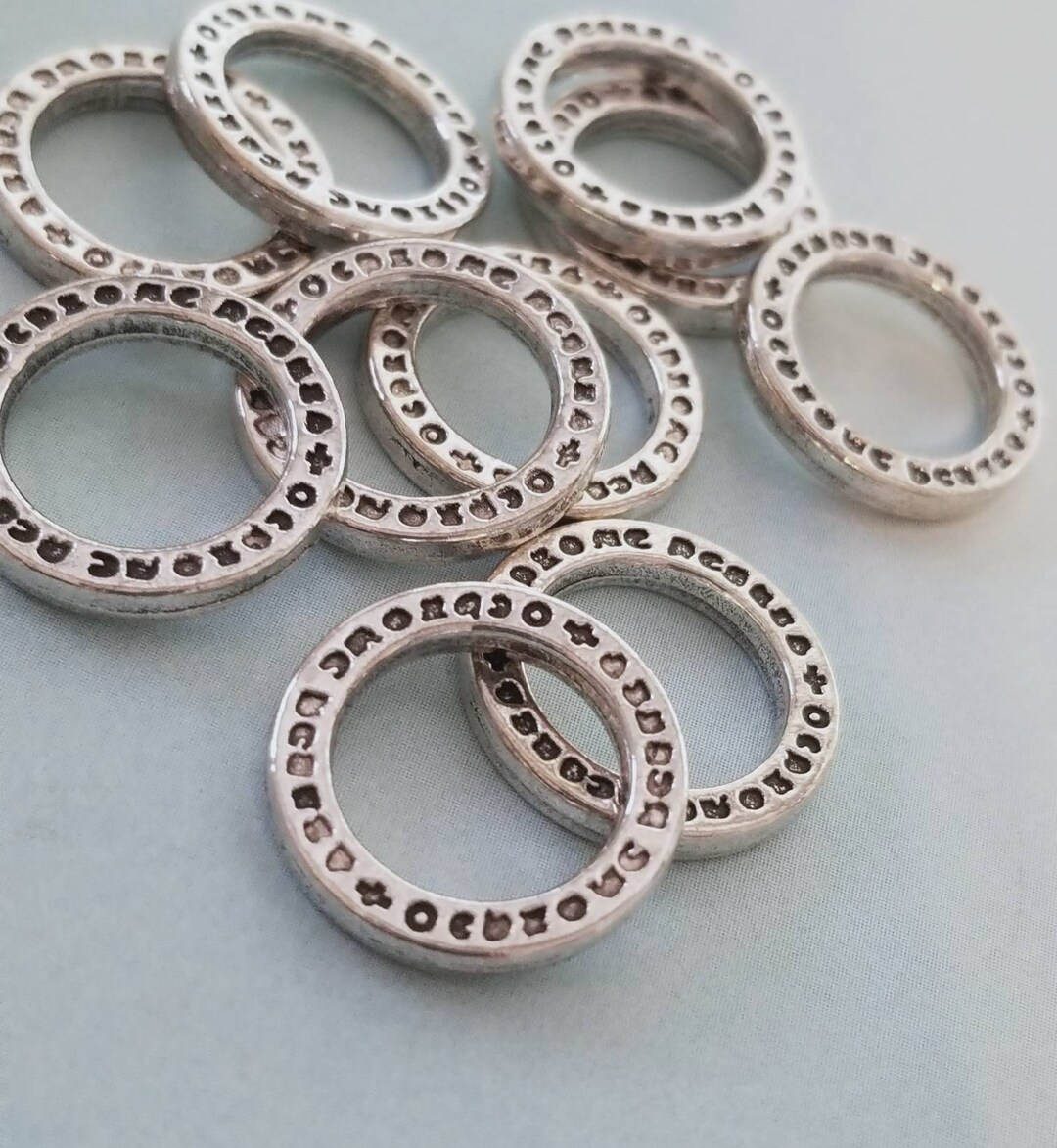 Linking Rings Charms With Stamped Design Connectors Thicker Findings ...