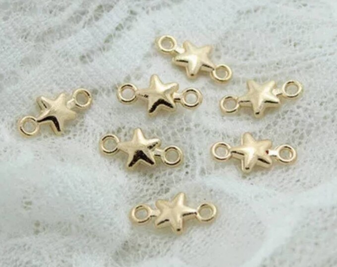 Tiny Light Champagne Gold Star Connectors Mini Star Connector Charms ...