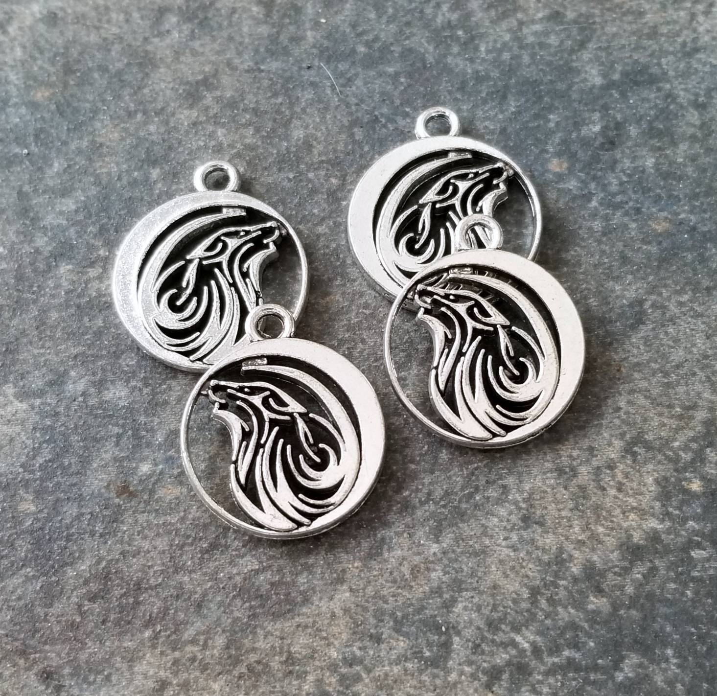 Wolf Charms Filigree Werewolf Pendants Halloween Wildlife - Etsy