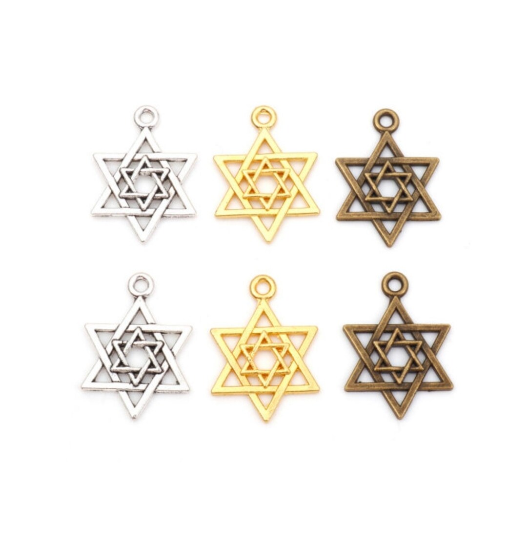 Star of David Charms Bronze Silver or Gold Religious Charms Religious ...