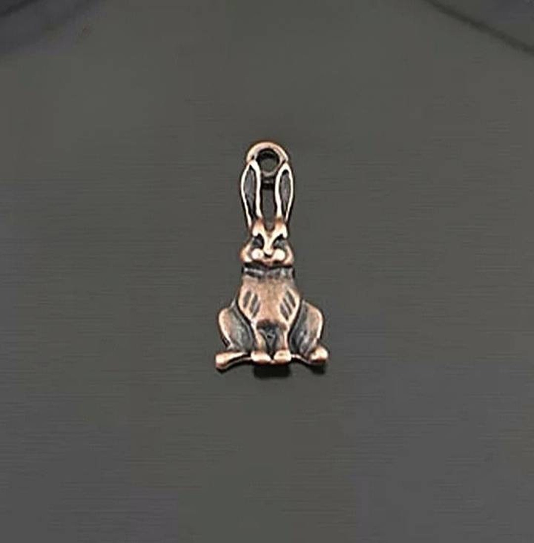 6 Adorable Copper Rabbit Charms Easter Bunny Charms Sweet Copper Animal ...
