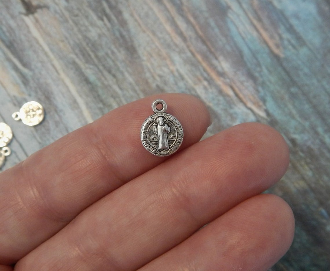10 Tiny St Benedict Charms Silver Bronze Gold Saint Benedict | Etsy