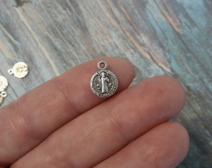10 Tiny St Benedict Charms, Saint Benedict Medals, Mini Protection ...