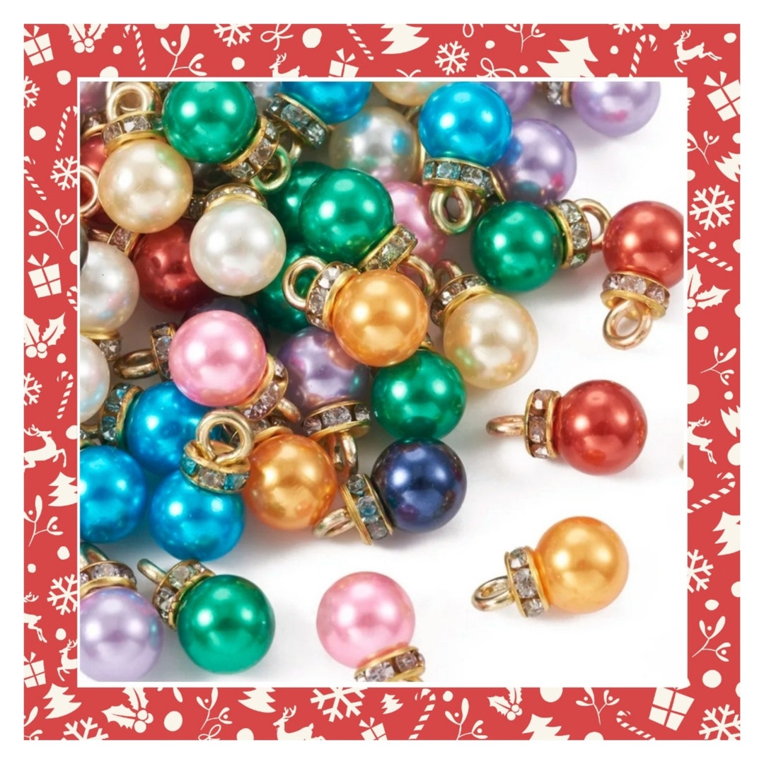Tiny Christmas Ornament Charms With Rhinestone Accents Mini Ornaments ...