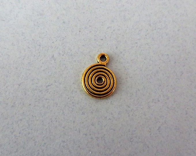 12 Mini Labyrinth Spiral Charms Antique Gold Double Sided Little ...