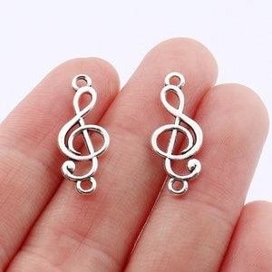 6 Small Treble Clef Connectors Music Connectors Treble Clef Charms ...