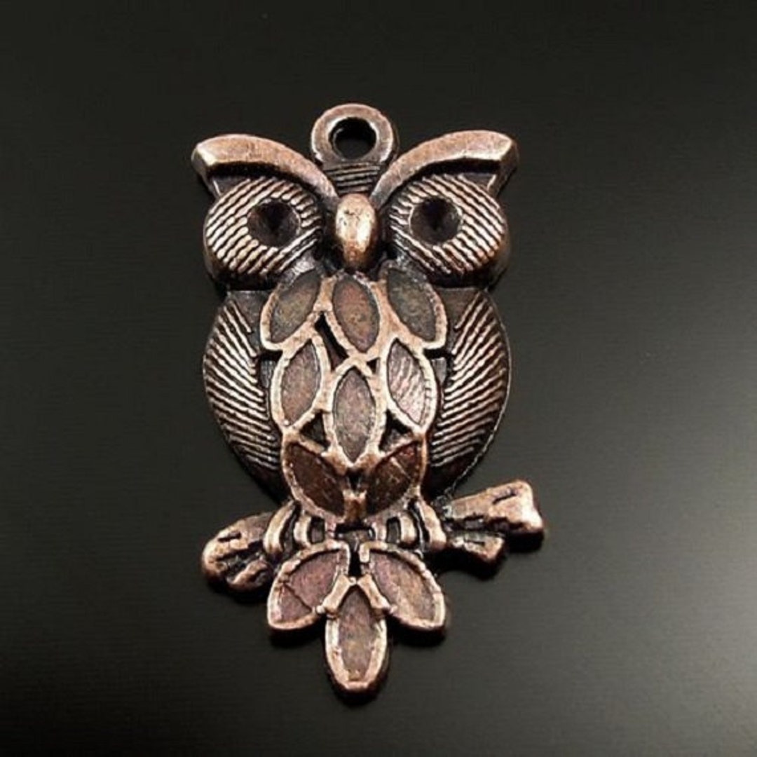 4 Dark Copper Tone Owl Large Charms Pendants Owls Jewelry Supplies ...