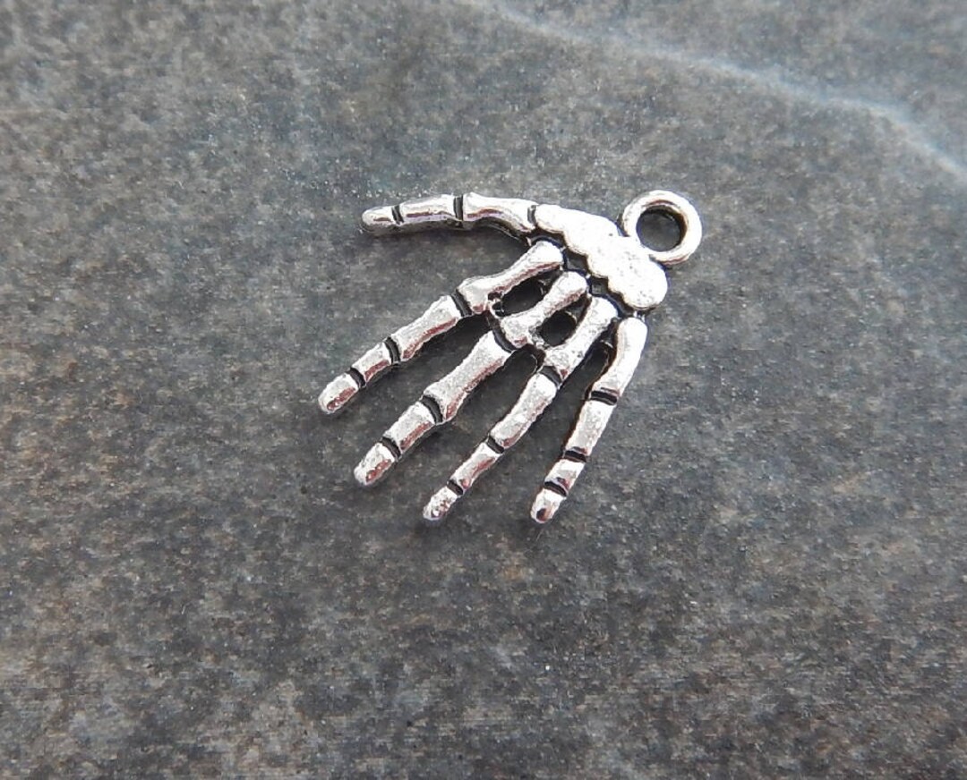 6 Cool Creepy Skeleton Hand Charms Bronze or Silver Bony Fingers ...