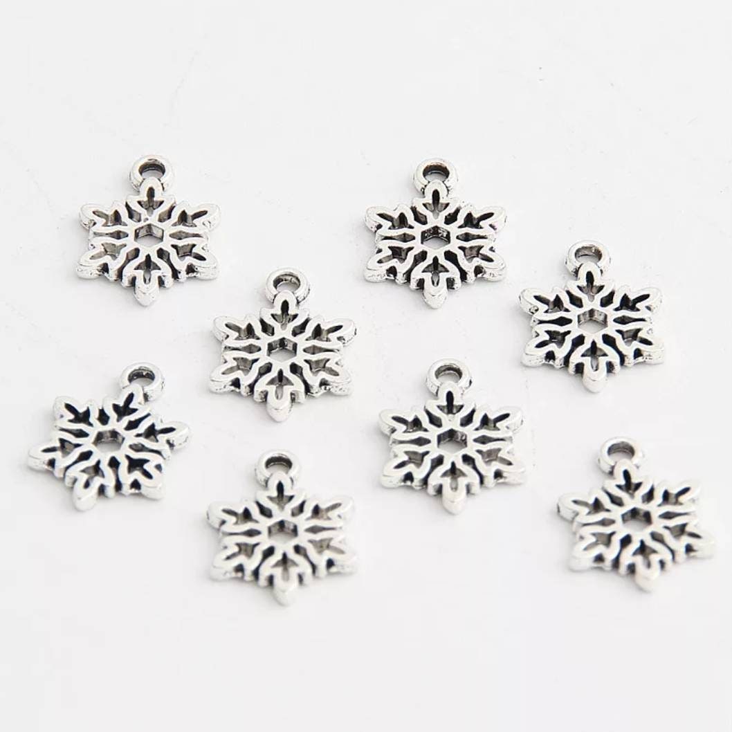 Mini Snowflake Charms Sweet Little Filigree Winter Snowflakes Silver ...