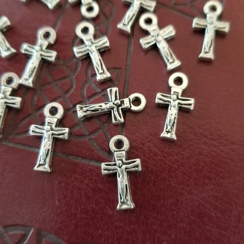 12 Tiny Crucifix Charms Mini Catholic Cross Charms Rosary Parts Very ...