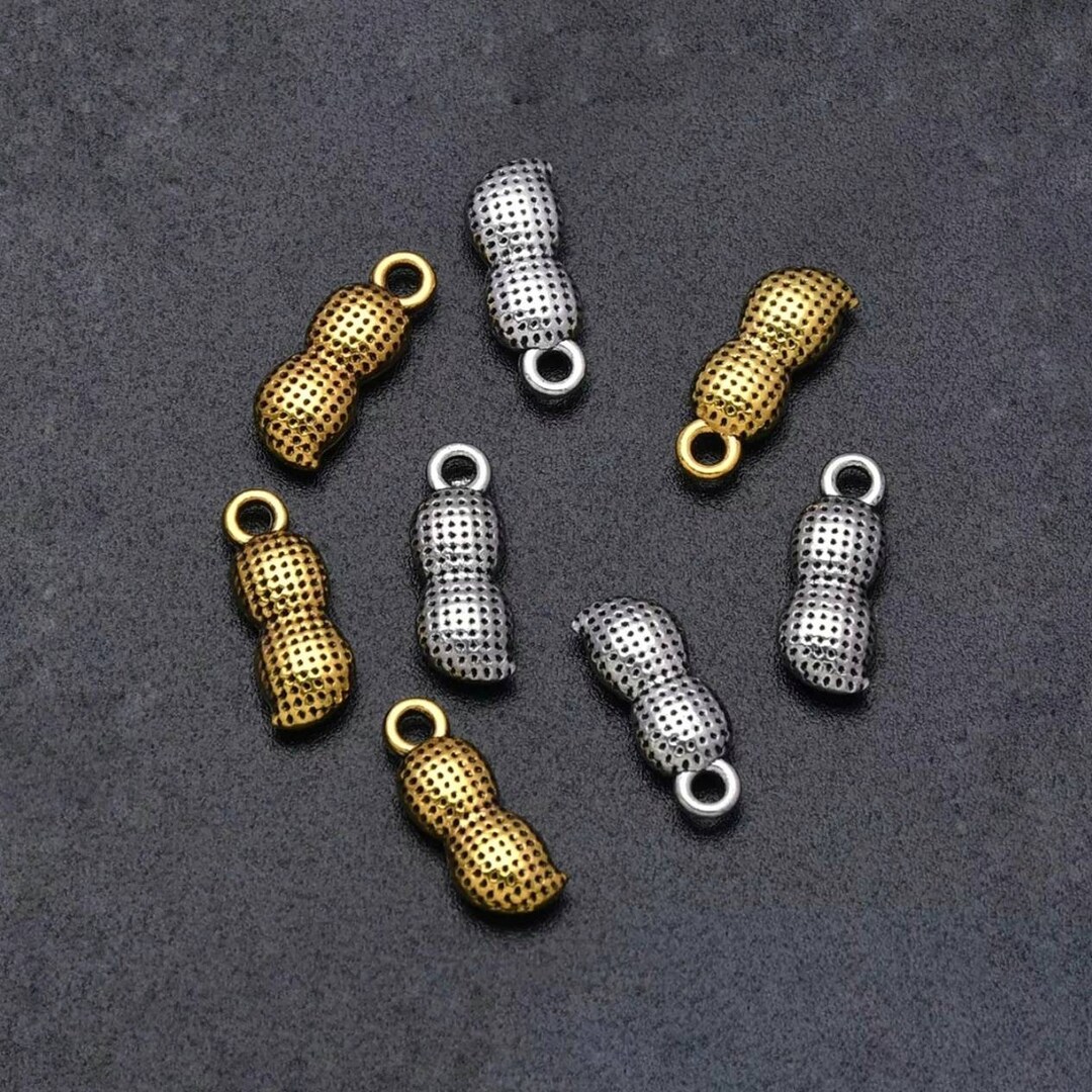 10 Mini Peanut Charms Nutty Silver or Gold Mini Nut Charms Unshelled ...