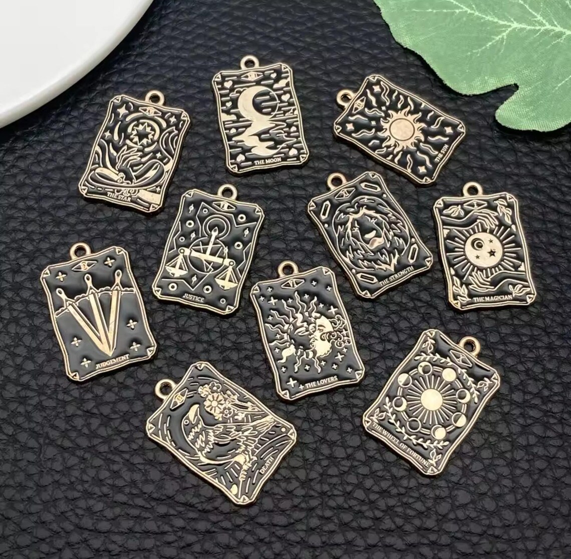 Tarot Card Pendant Black Enamel Tarot Pendants Mystical Pendants ...
