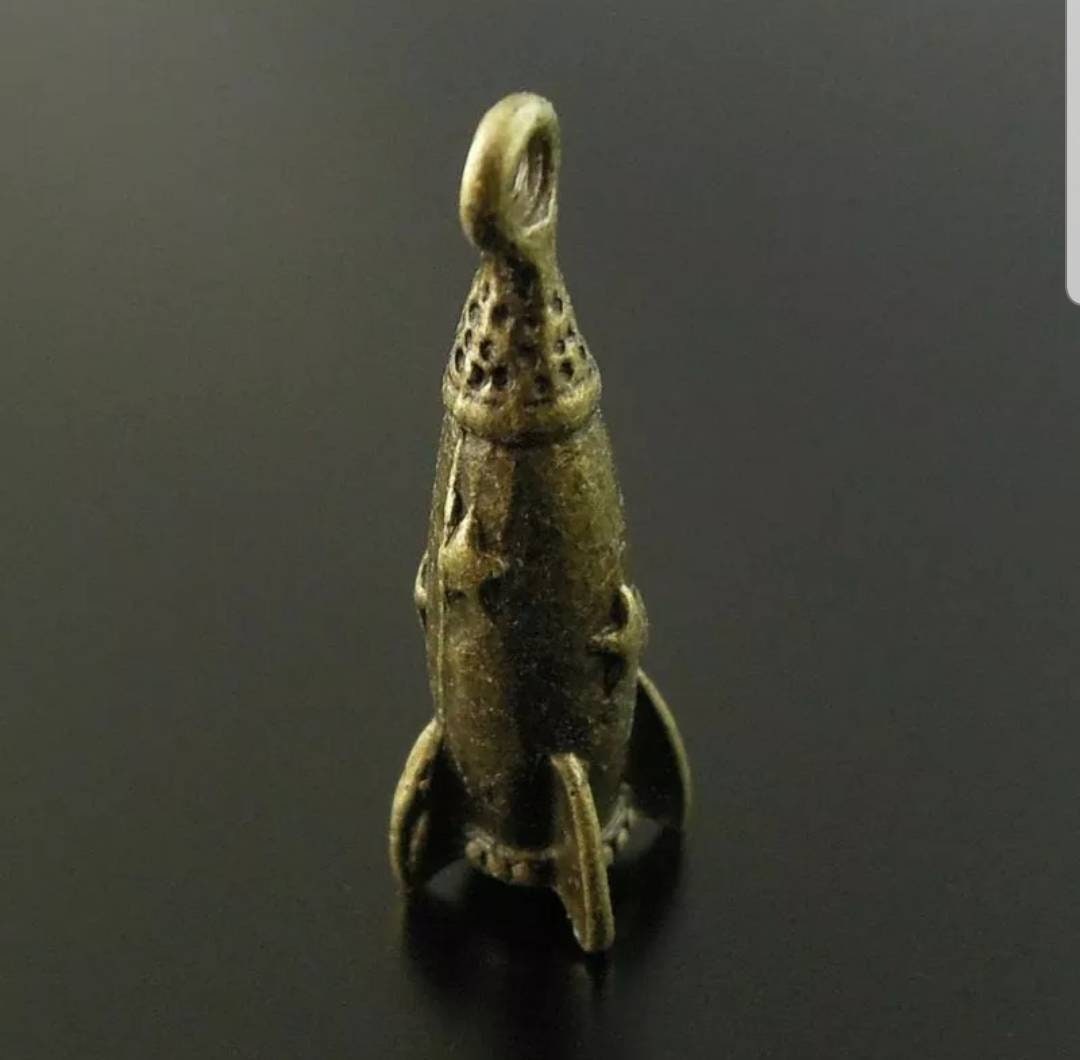 Rocketship Charms Fly Me to the Moon Bronze Spaceship Outer Space ...