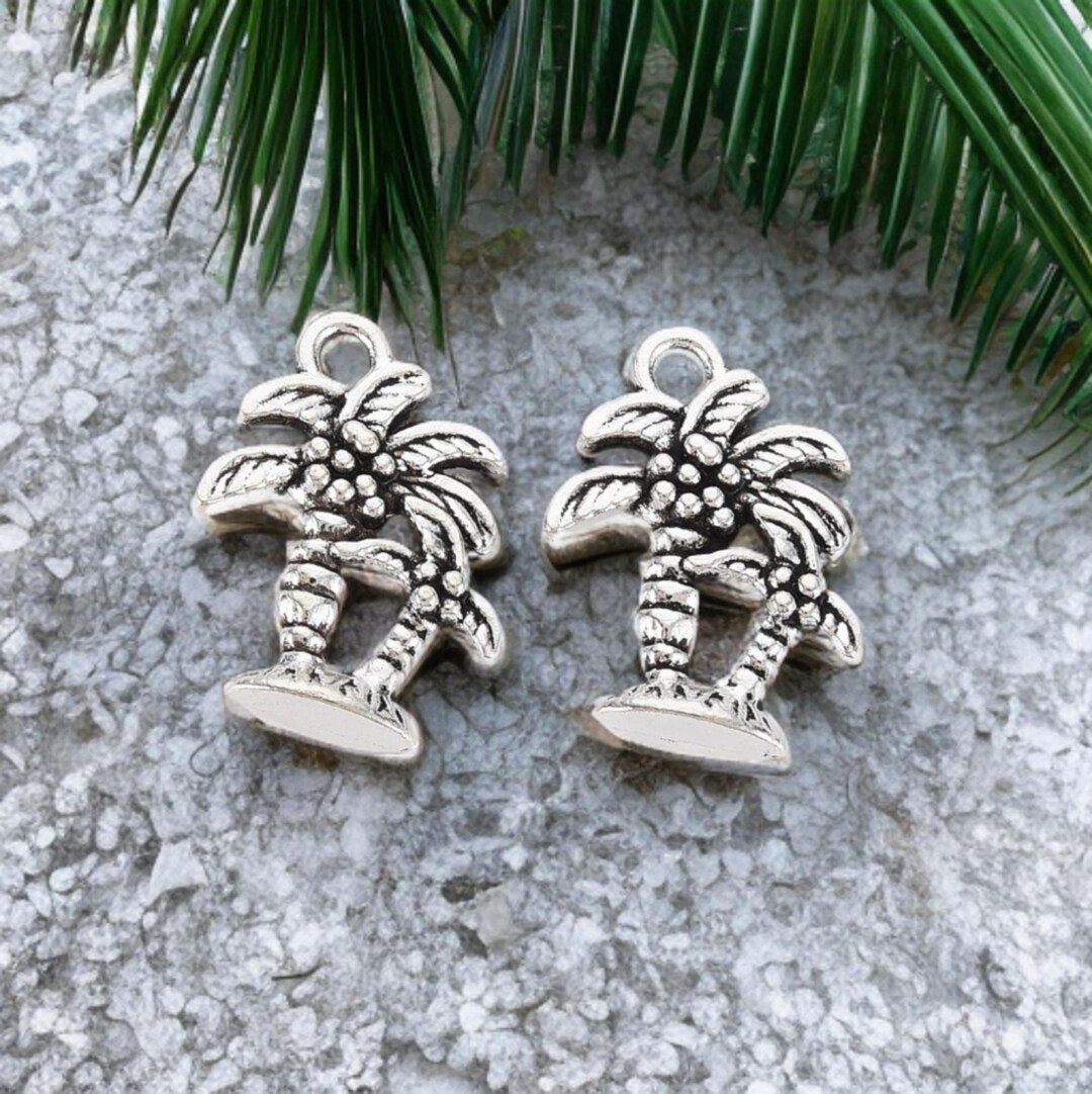 Palm Tree Charms Silver Tropical Trees Beach Charms Cruise Vacation ...