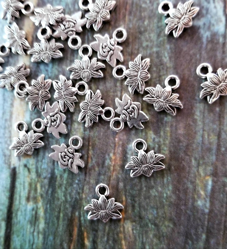 Tiny Lotus Charms Sweet Mini Lotus Flowers With Ohm Boho Jewelry ...