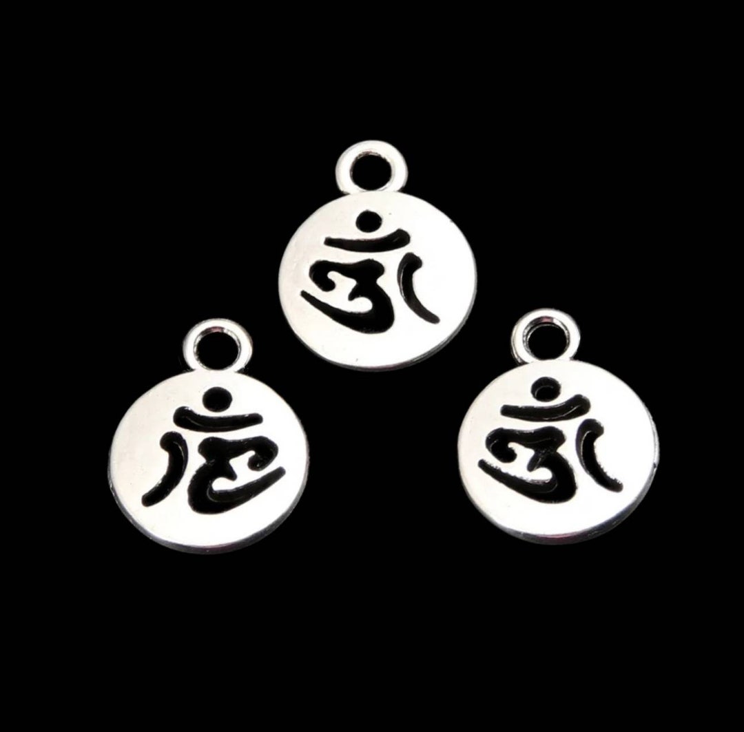10 Mini Ohm Charms Mini Circle Charms With Cut Out Ohm Symbol ...