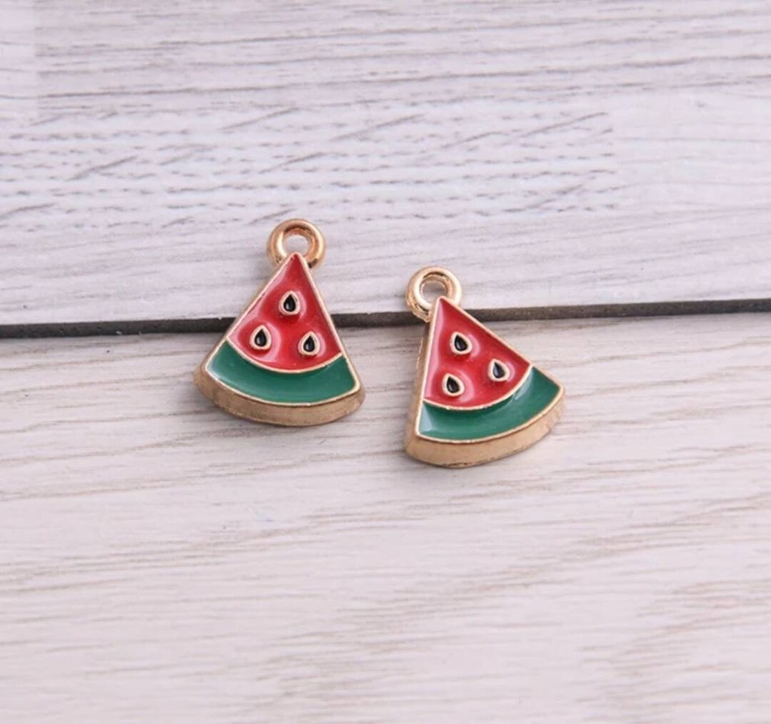 6 Mini Watermelon Charms Slice of Melon Charms Fruit Slice Charms ...