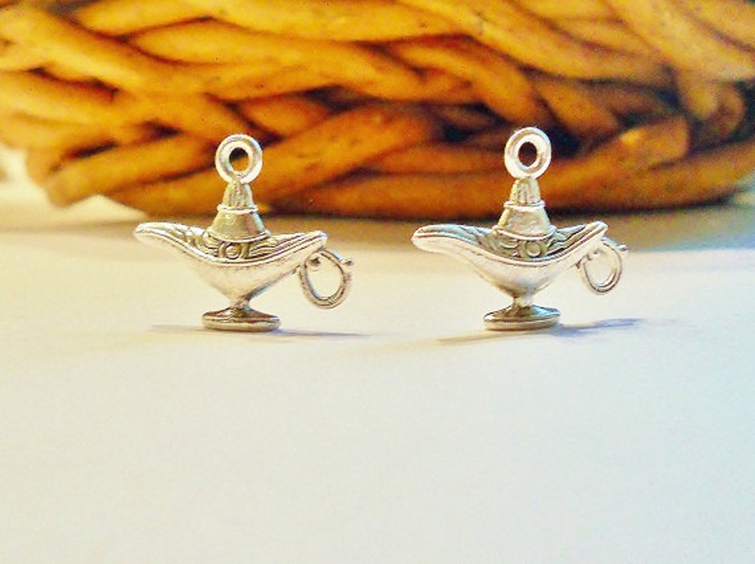 8 Ancient Lamp Charms Biblical Bible or Magic Genie Lamps Silver or ...