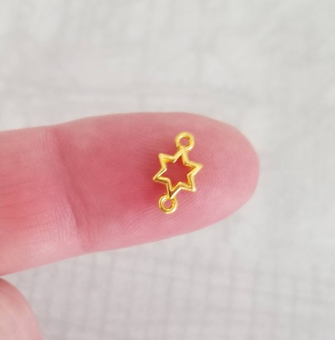 Tiny Gold Star Connectors Star of David Charms Mini Celestial Stars ...