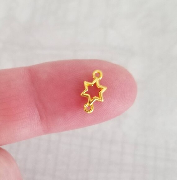 Tiny Gold Star Connectors Star of David Charms Mini Celestial - Etsy