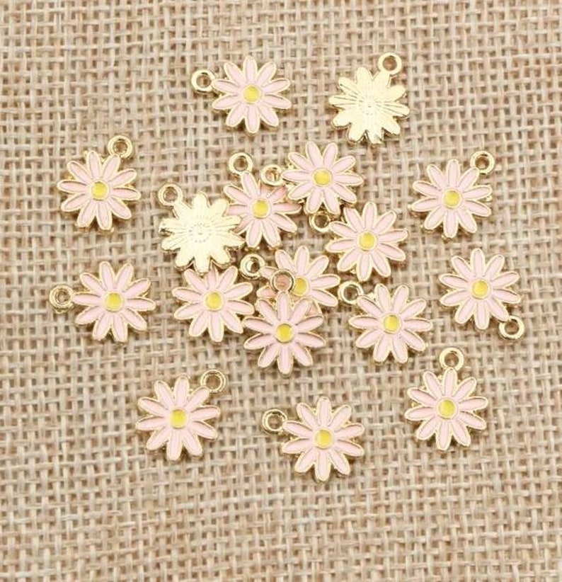 10 Tiny Enamel Daisy Charms Mini Enamel Flower Charms Colorful - Etsy