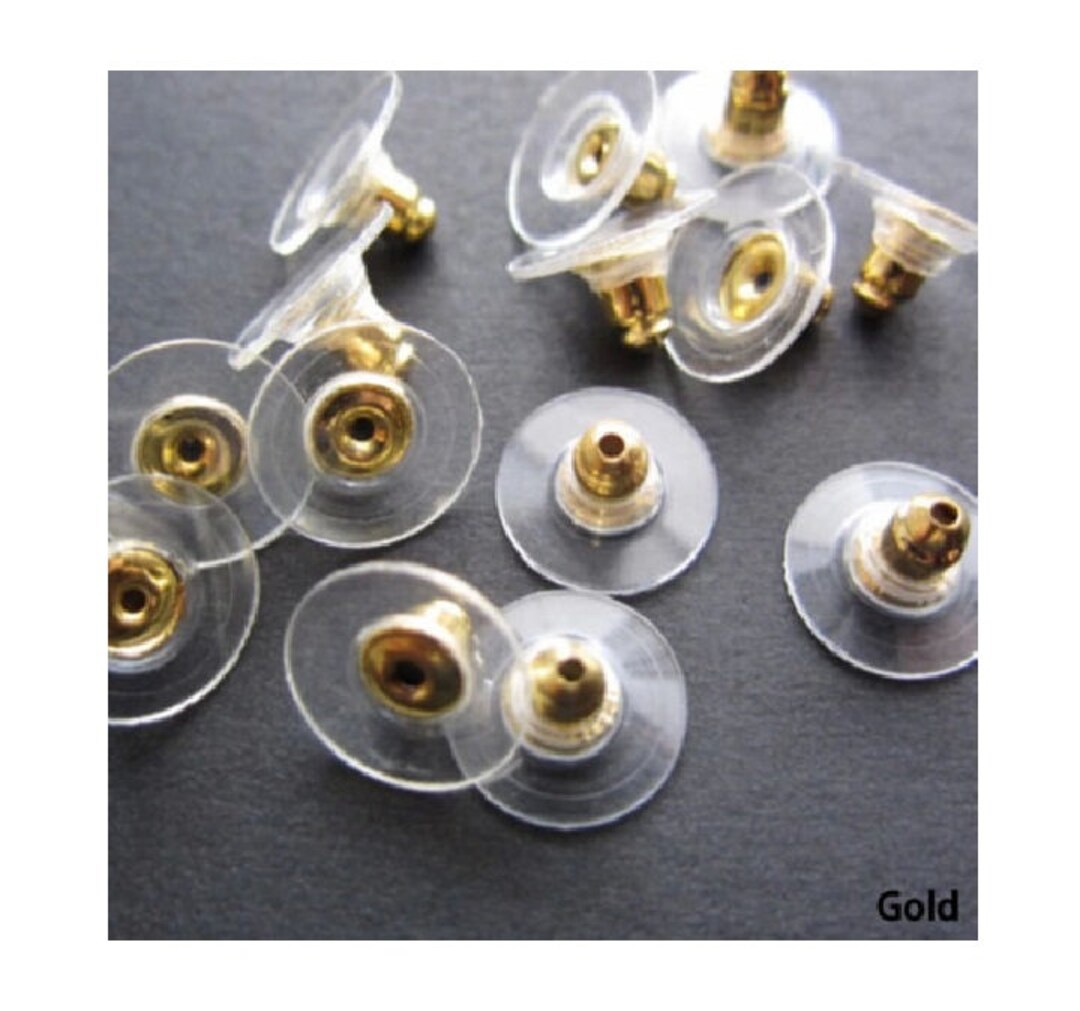 100 Earring Backs Comfort Pads Gold Replacement Backs Help Sagging ...