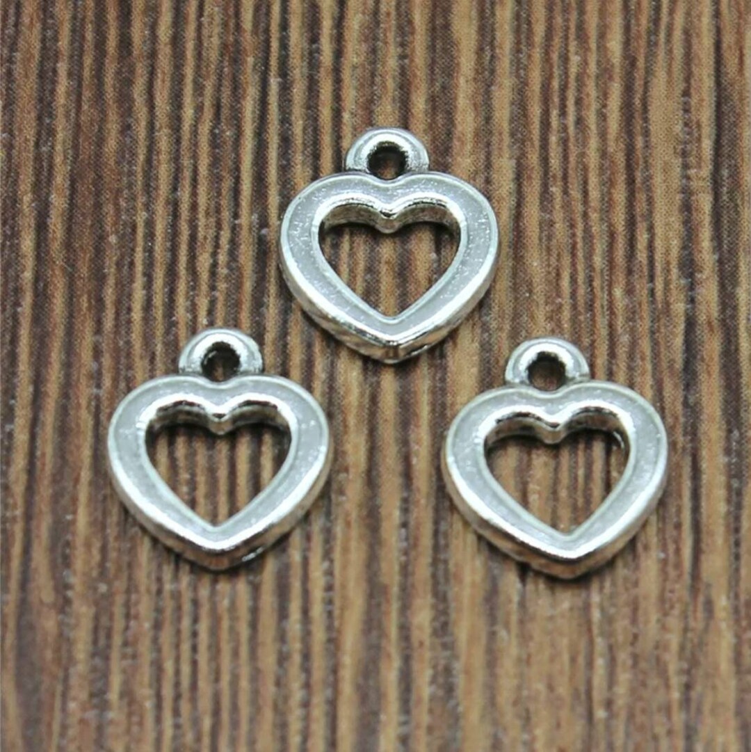 10 Sweet Little Heart Charms Mini Open Hearts Double Sided Valentine's ...