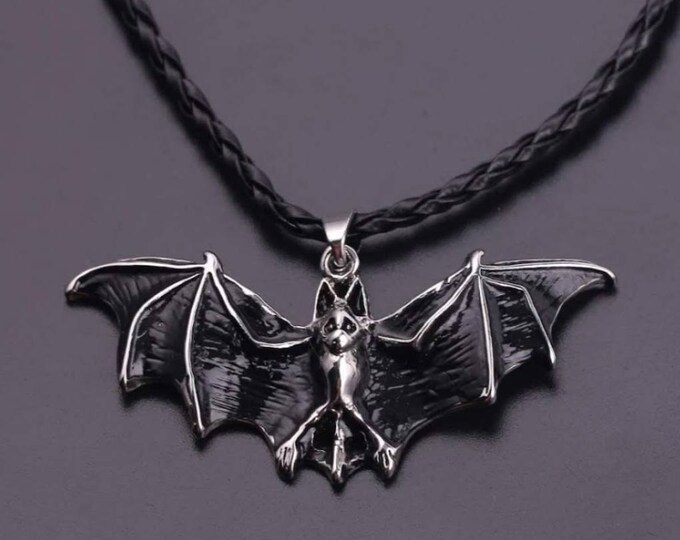 Enamel Bat Pendant Halloween Jewelry Black Bat Pendant Enameled Over ...