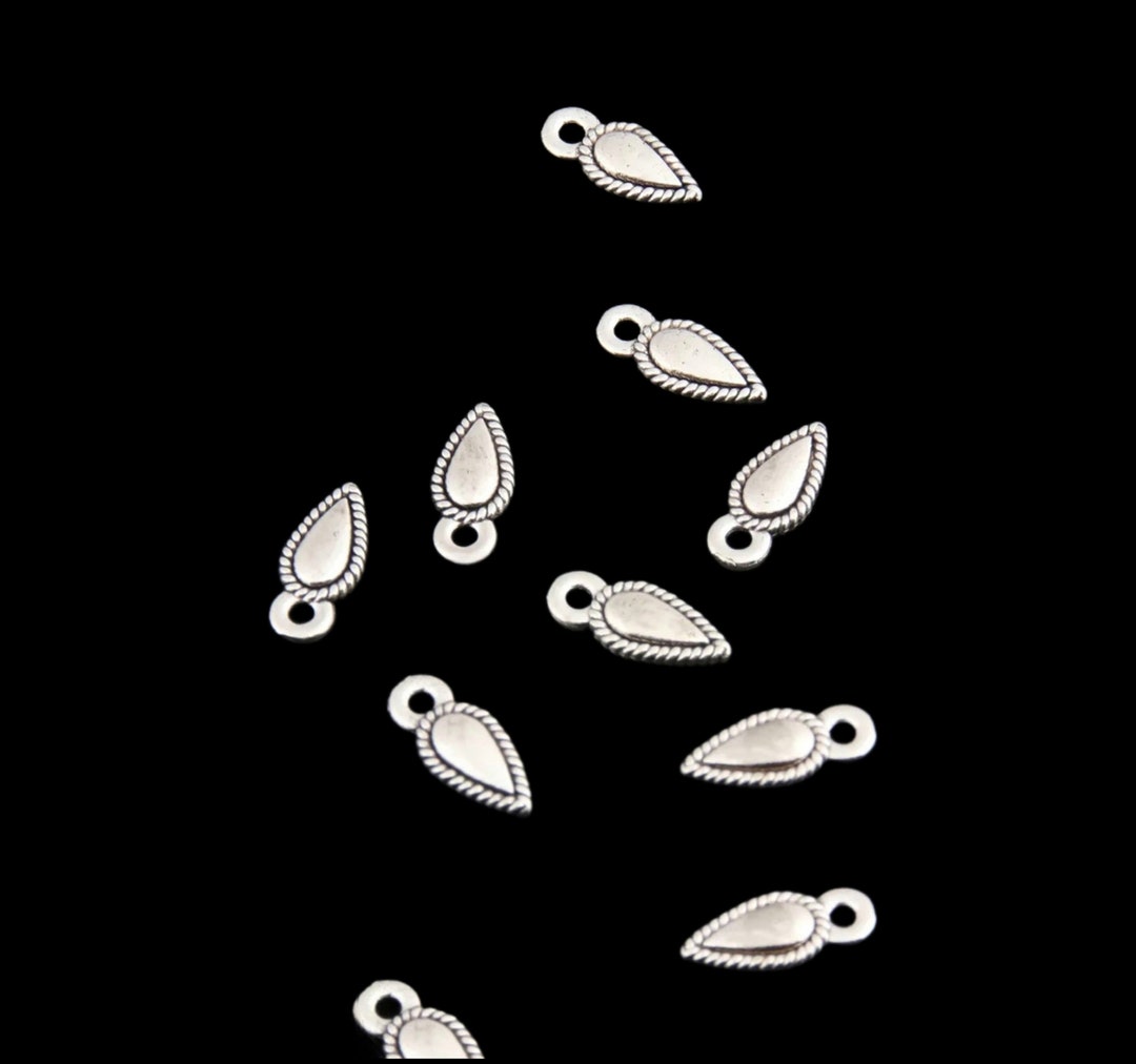 Tiny Teardrop Charms Mini Boho Drops Sweet Little Silver or Antique ...