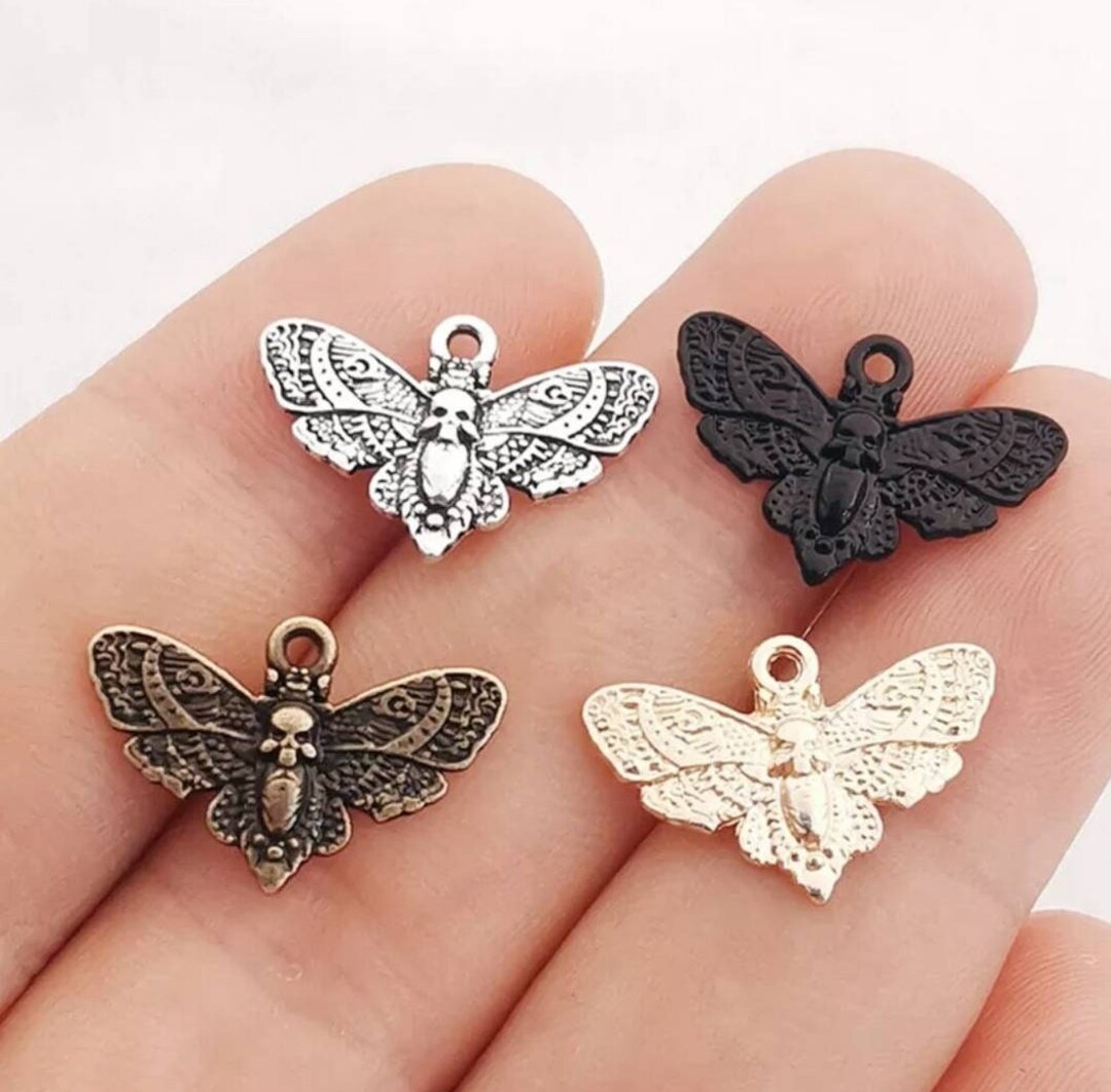 Death's Head Moth Charms Little Death Head Moth Charms Soft Gold Silver ...
