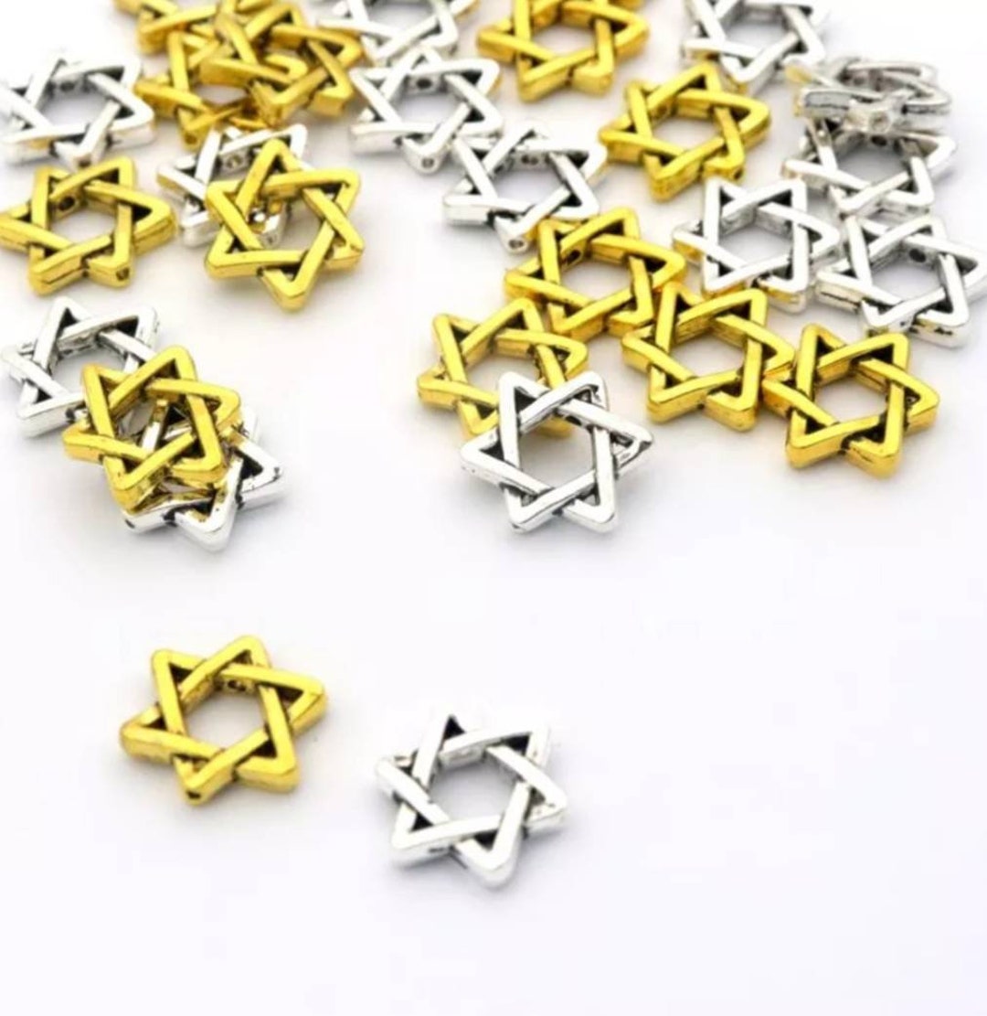 Star Bead Frames Star of David Charms Bead Cages Silver or antique Gold ...
