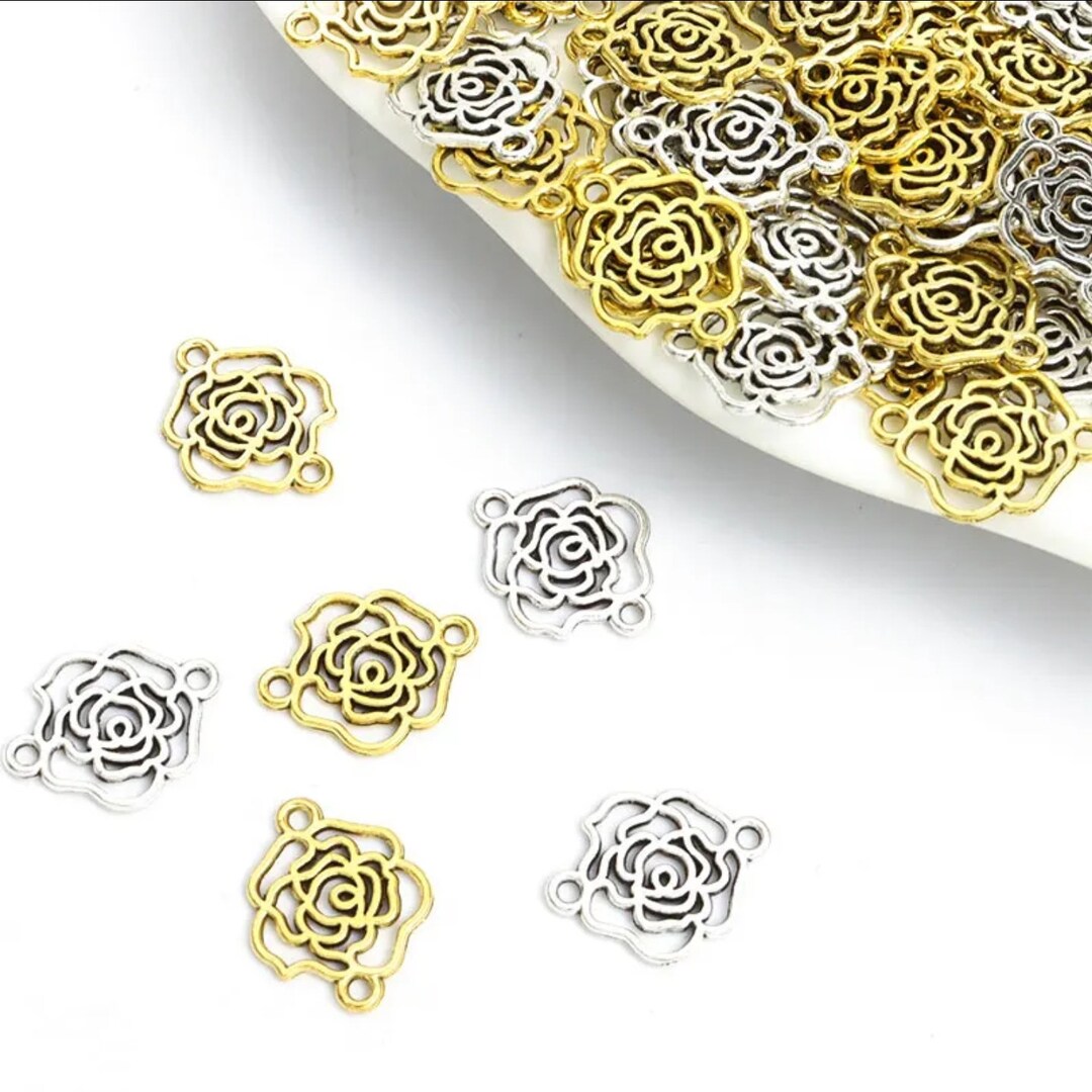 Small Rose Connectors Mini Rose Connector Charms Flower Connectors Rose ...