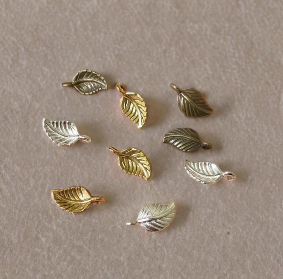 Tiny Leaf Charms Bronze Antique Gold Bright Silver Leaf Charms Little ...